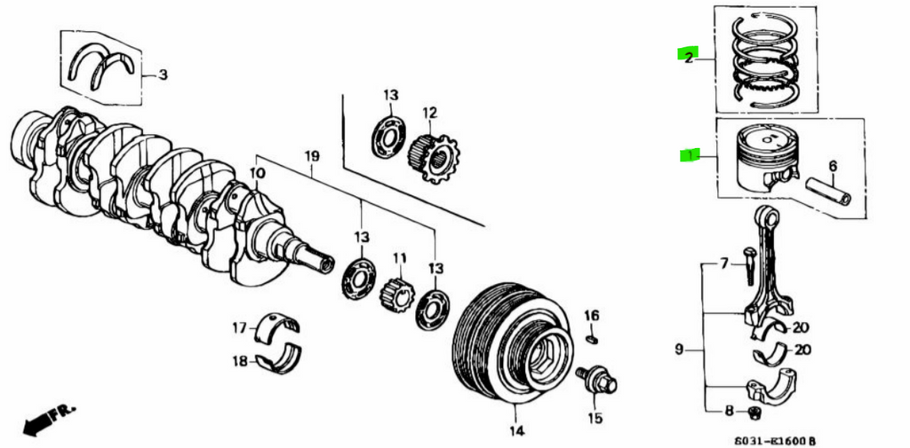 HONDA CTR B16B 81.25MM PISTON SET 13020-PCT-000 with Piston Rings ...