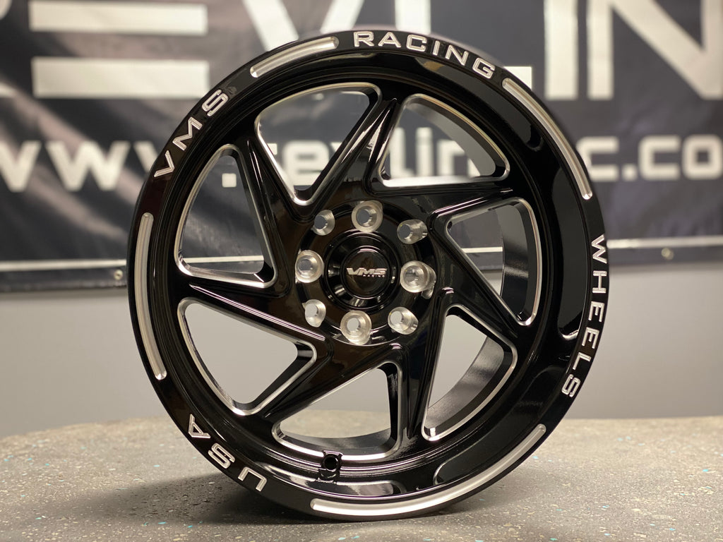 VMS Racing Wheels Typhoon 15x8 4x100 / 4x114.3 +20 Offset Black Millin ...