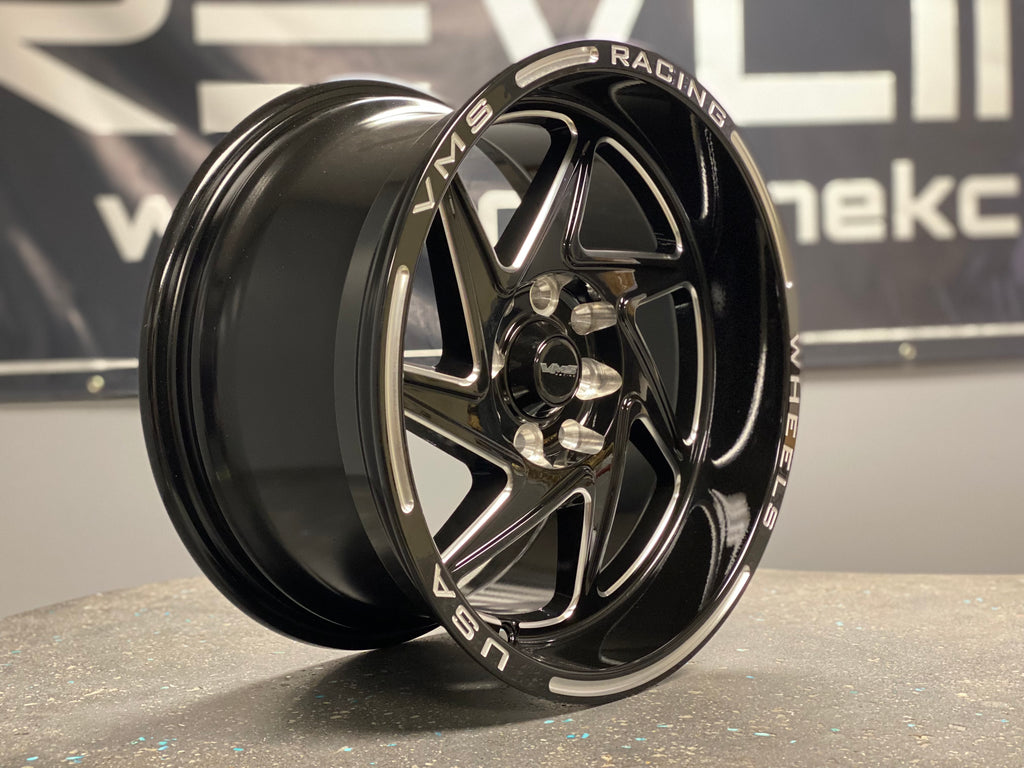 VMS Racing Wheels Typhoon 15x8 4x100 / 4x114.3 +20 Offset Black Millin ...