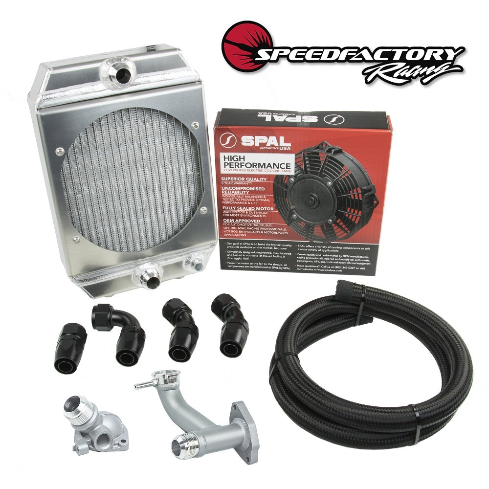 SpeedFactory Racing Race Radiator Combo Kit -16an Hose, Fittings, Fill ...